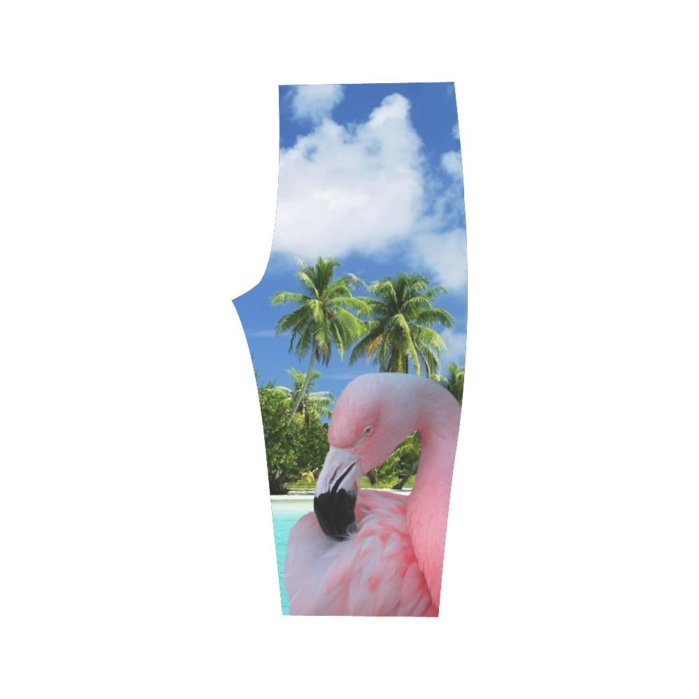 Flamingo and Beach Hestia Cropped Leggings (Model L03) | ID: D302349
