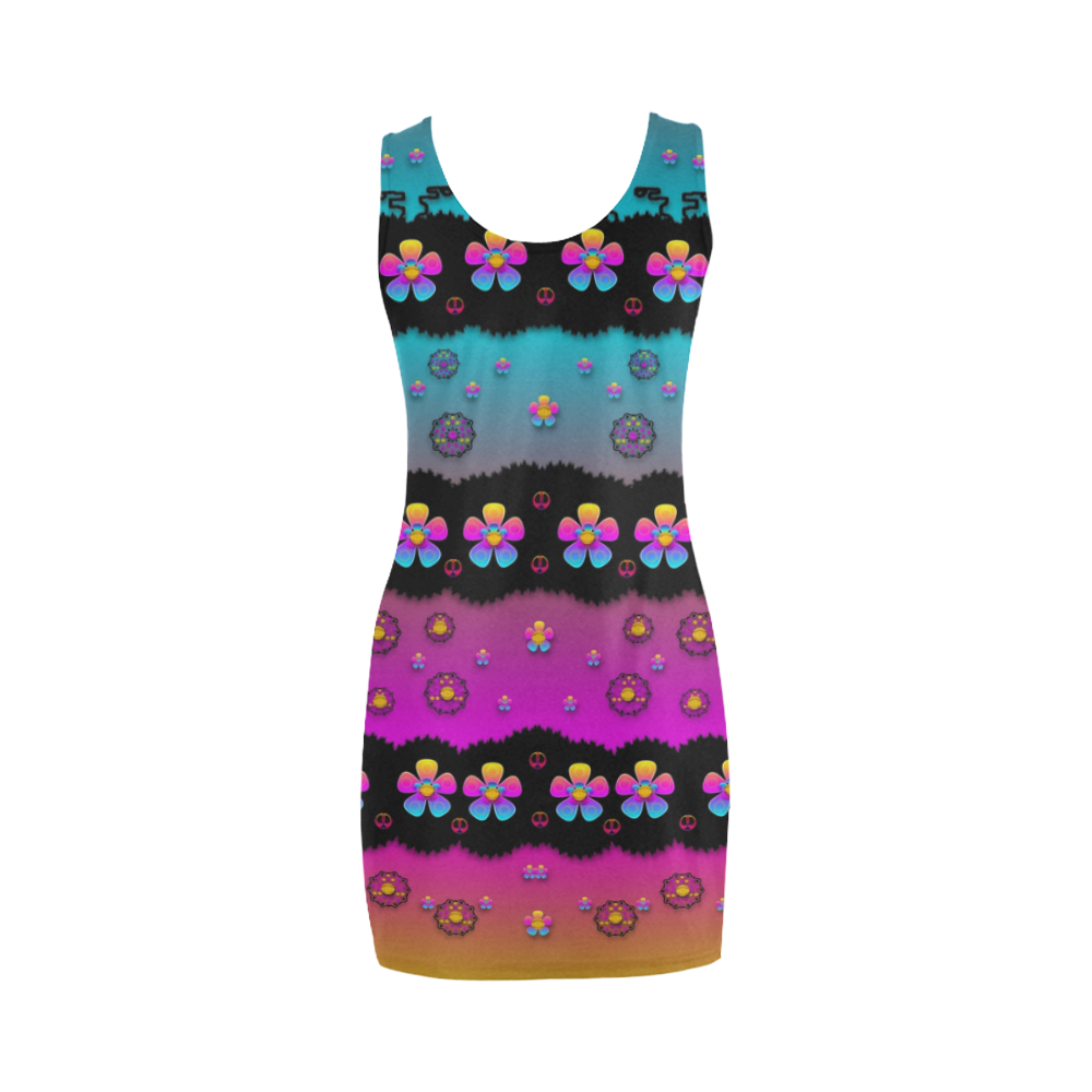 Rainbow big flowers in peace for love and freedom Medea Vest Dress ...