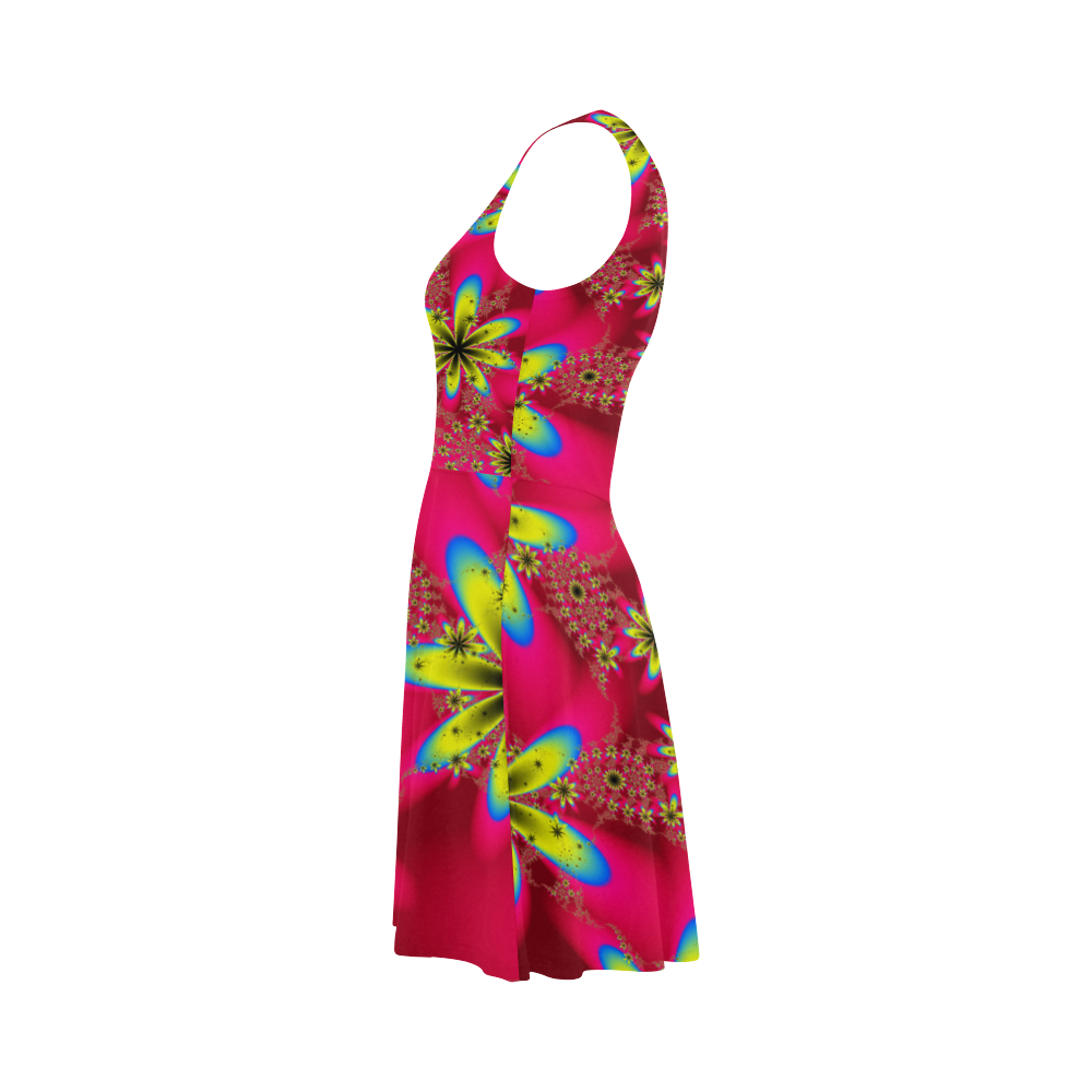 Red and Yellow Fractal Flowers Pattern Sundress Atalanta Sundress ...