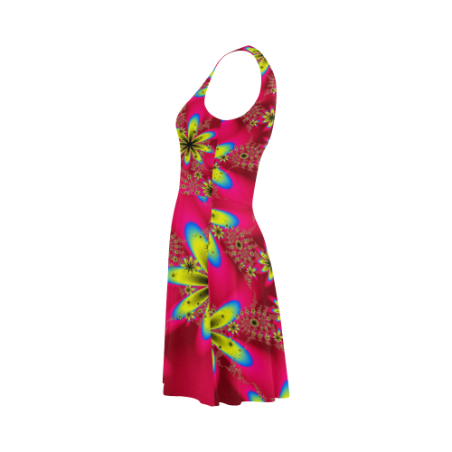 Red and Yellow Fractal Flowers Pattern Sundress Atalanta Sundress ...