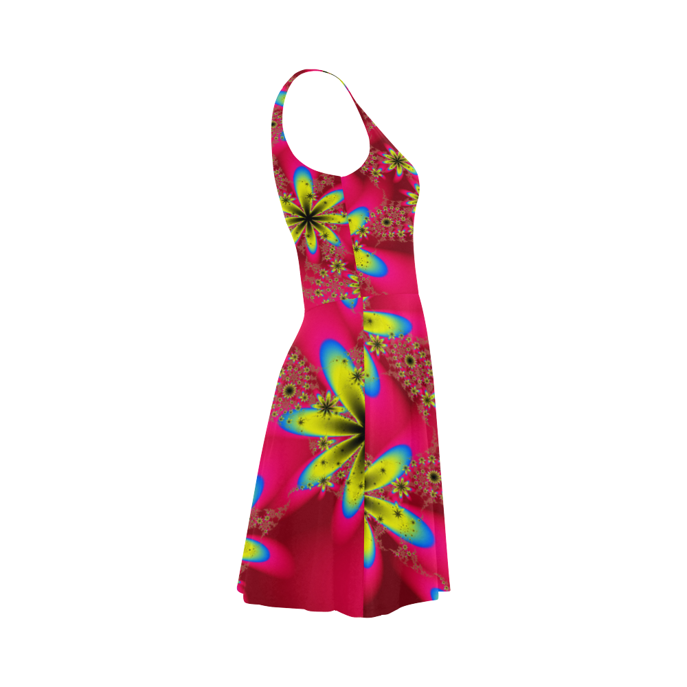 Red and Yellow Fractal Flowers Pattern Sundress Atalanta Sundress ...
