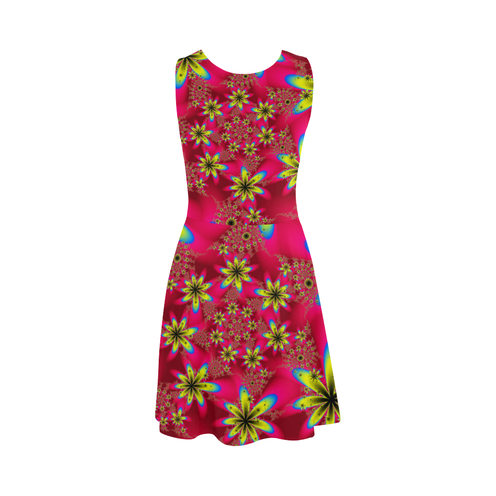 Red and Yellow Fractal Flowers Pattern Sundress Atalanta Sundress ...