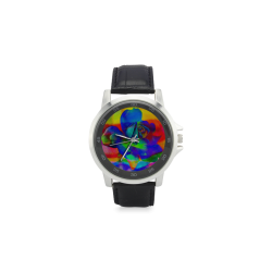 Psychedelic Rose Unisex Stainless Steel Leather Strap Watch(Model 202 ...