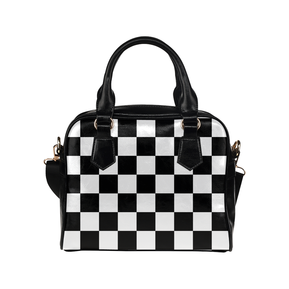 Checkerboard Black and White Shoulder Handbag (Model 1634) | ID: D330011