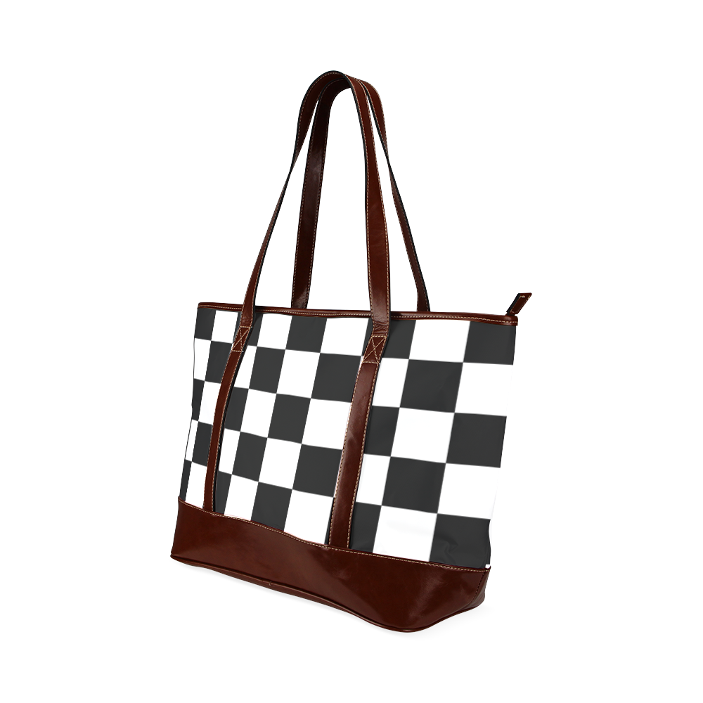 Checkerboard Black and White Tote Handbag (Model 1642) | ID: D330005