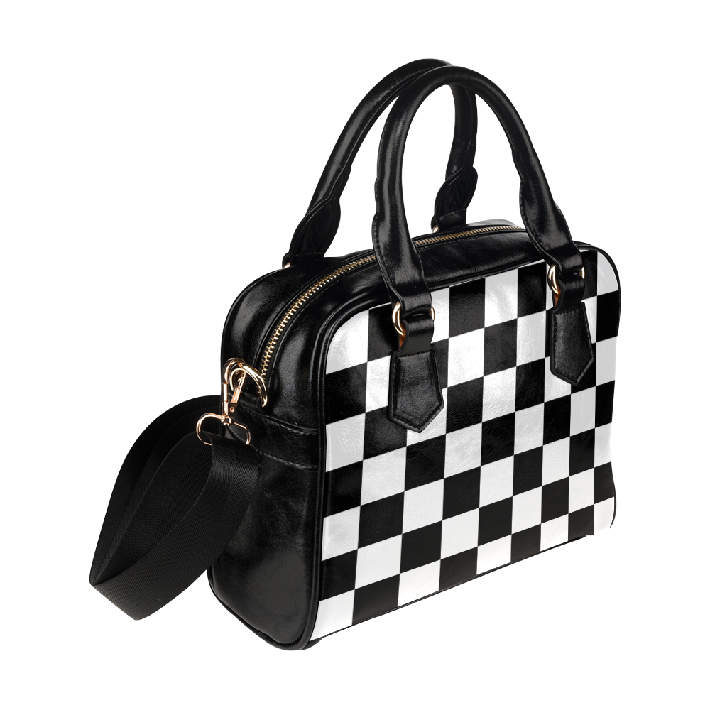 Checkerboard Black and White Shoulder Handbag (Model 1634) | ID: D330011