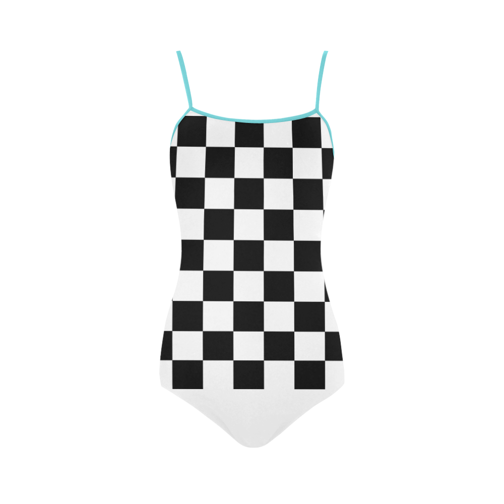 Checkerboard Black and White Strap Swimsuit ( Model S05) | ID: D330211