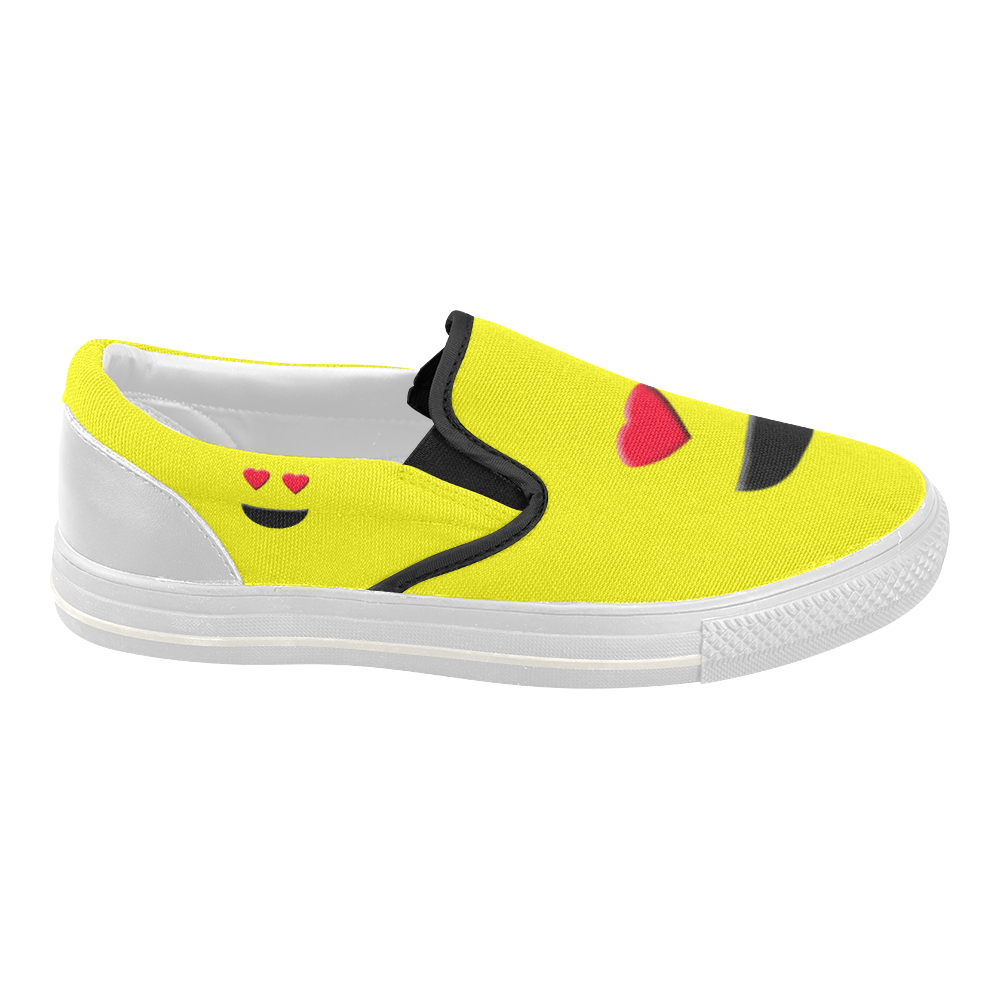 Emoticon Heart Smiley Women's Slip-on Canvas Shoes (Model 019) | ID ...