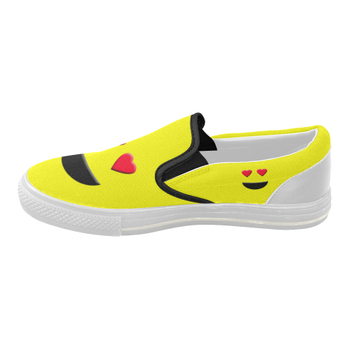 Emoticon Heart Smiley Women's Slip-on Canvas Shoes (Model 019) | ID ...