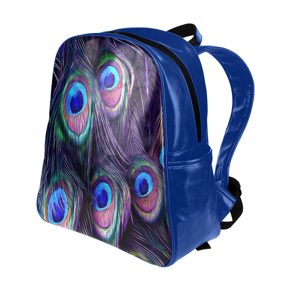 Peacock Feather Multi-Pockets Backpack (Model 1636) | ID: D373858