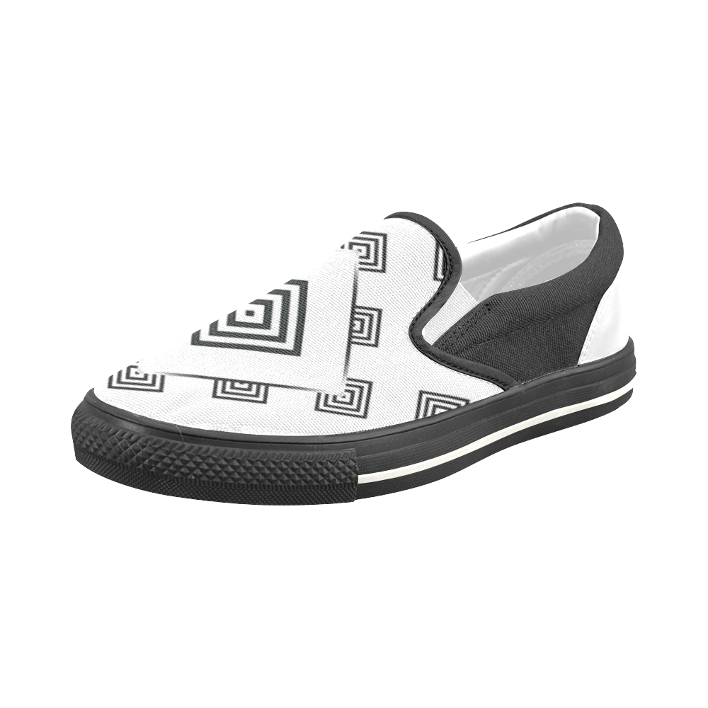 Solid Squares Frame Mosaic Black & White Men's Slip-on Canvas Shoes ...