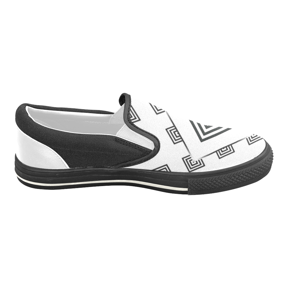 Solid Squares Frame Mosaic Black & White Men's Slip-on Canvas Shoes ...
