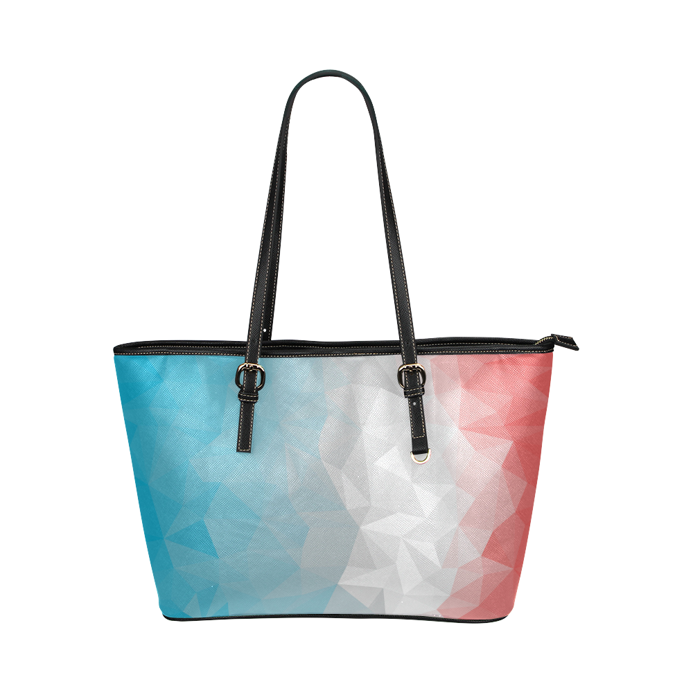 Blue and Red Polygon Art Leather Tote Bag/Small (Model 1651) | ID: D400993