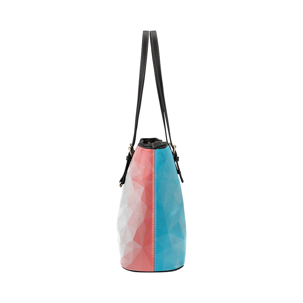 Blue and Red Polygon Art Leather Tote Bag/Small (Model 1651) | ID: D400993