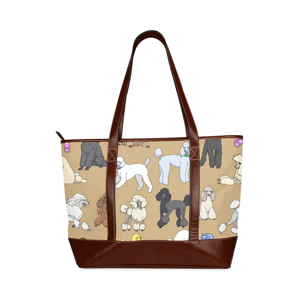 poodles camel Tote Handbag (Model 1642) | ID: D407600