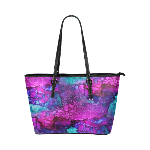 Melting In Purple Leather Tote Bag/Large (Model 1651) | ID: D408798