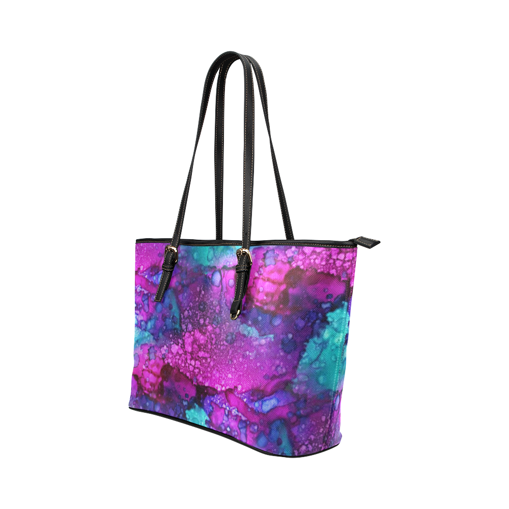 Melting In Purple Leather Tote Bag/Large (Model 1651) | ID: D408798