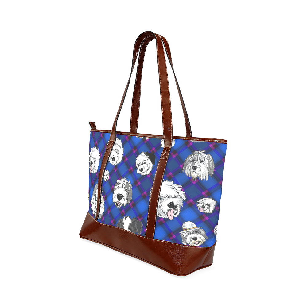 dark blue plaid sheepies Tote Handbag (Model 1642) | ID: D407710