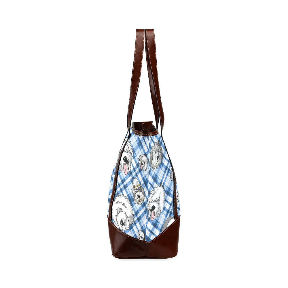 light blue plaid sheepies Tote Handbag (Model 1642) | ID: D407713