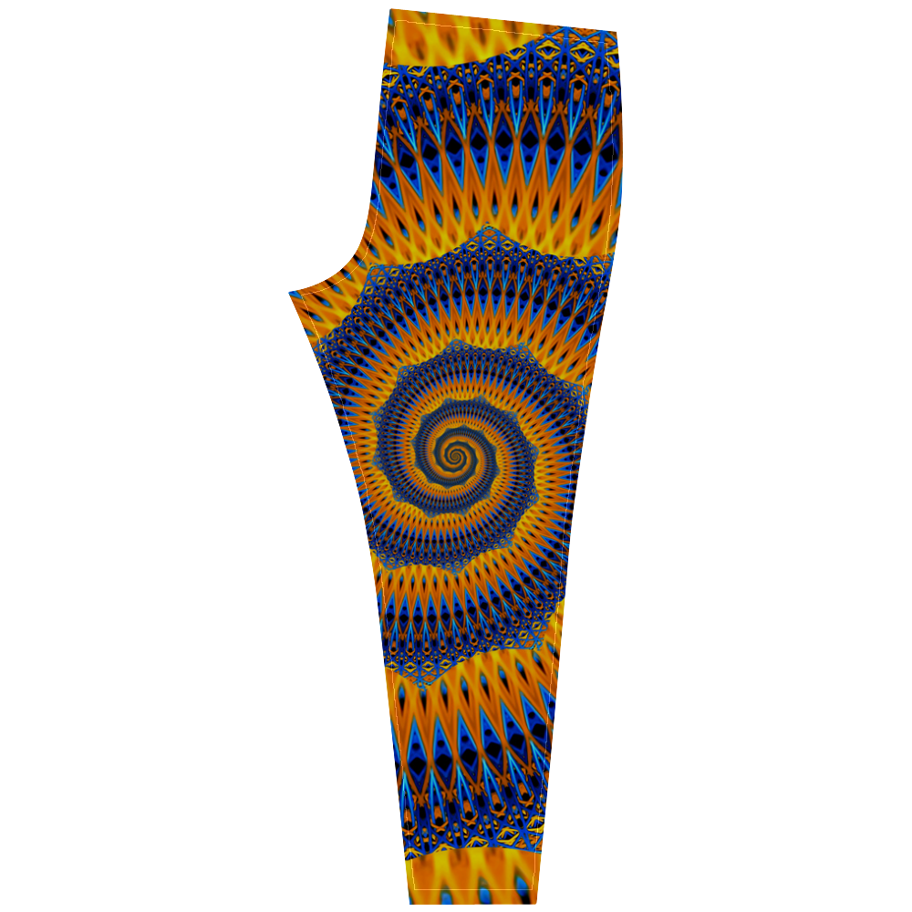POWER SPIRAL POLYGON Orange Blue Cassandra Women's Leggings (Model L01 ...