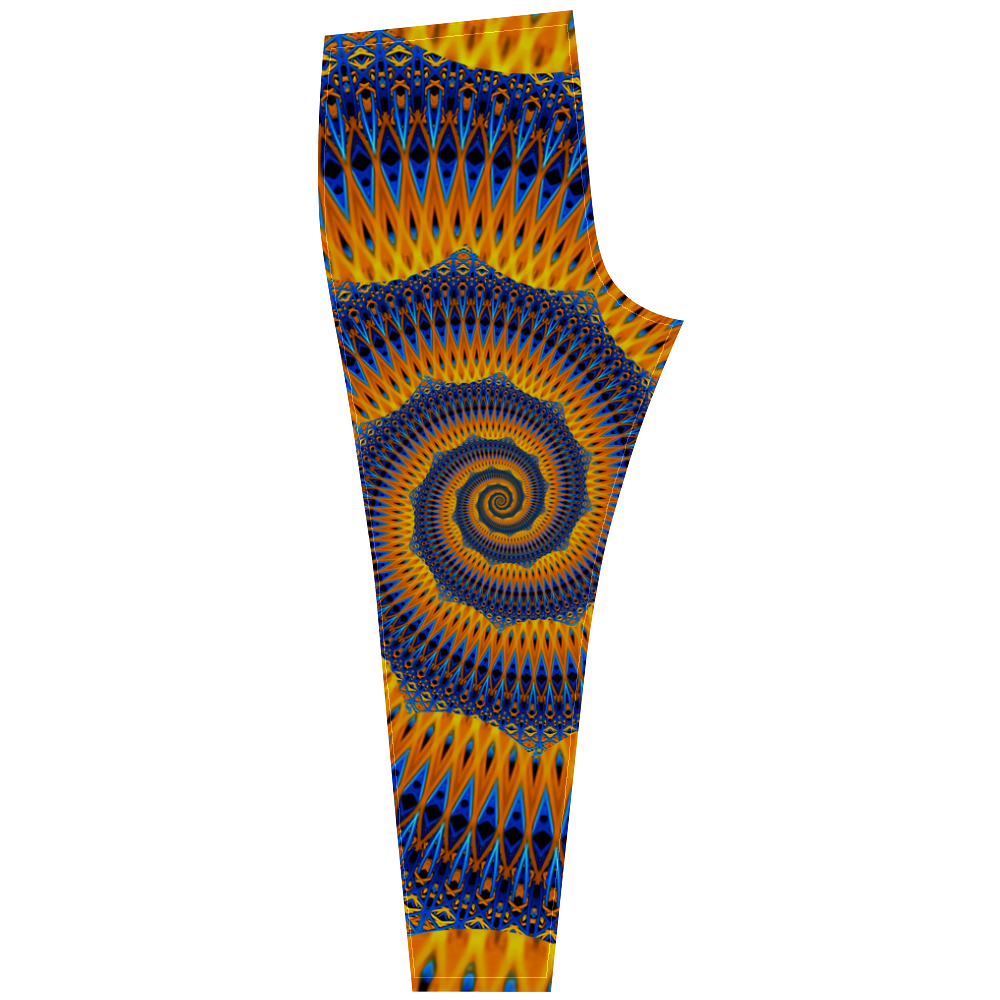 POWER SPIRAL POLYGON Orange Blue Cassandra Women's Leggings (Model L01 ...