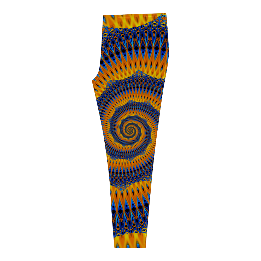 POWER SPIRAL POLYGON Orange Blue Cassandra Women's Leggings (Model L01 ...