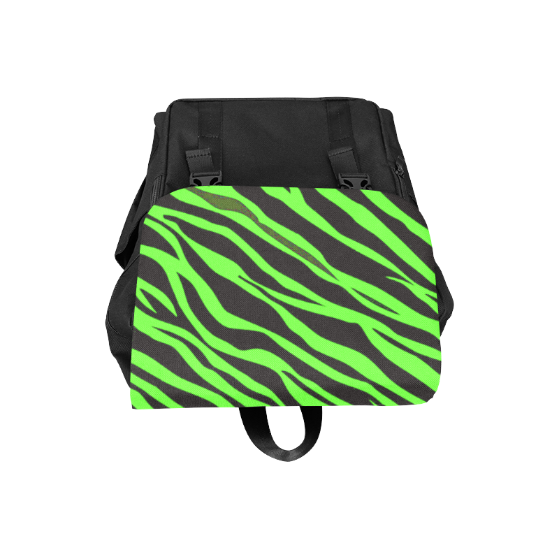 Neon Green Zebra Stripes Casual Shoulders Backpack (Model 1623) | ID ...