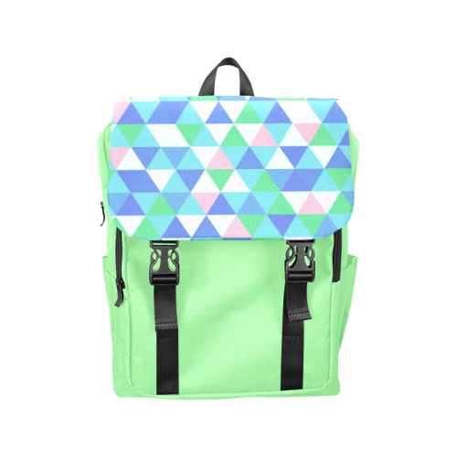 Green Blue Pink Abstract Triangles Casual Shoulders Backpack (Model ...