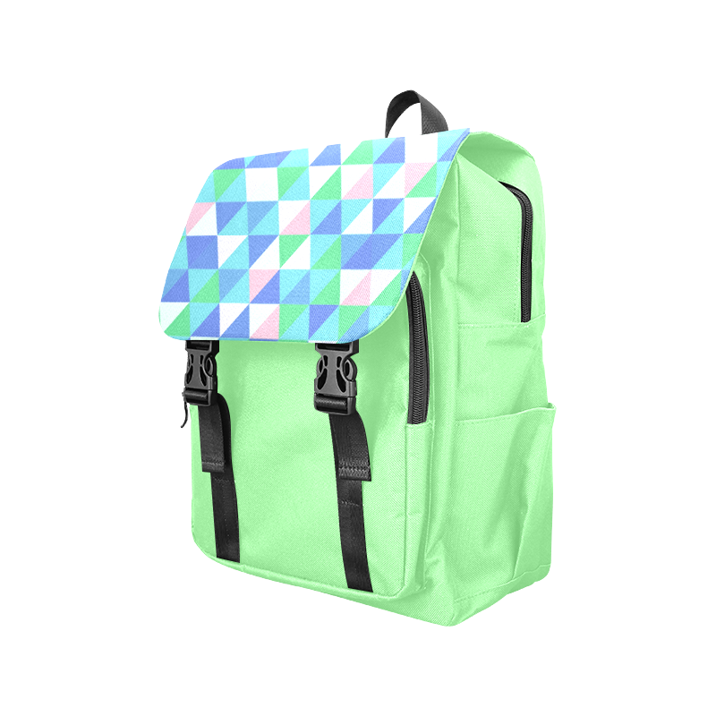 Green Blue Pink Abstract Triangles Casual Shoulders Backpack (Model ...