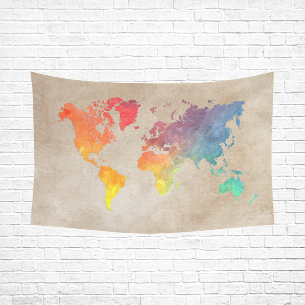world map Cotton Linen Wall Tapestry 90"x 60" | ID: D457722