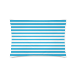 Solid Cyan With White Stripes Custom Rectangle Pillow Case 16"x24" (one ...