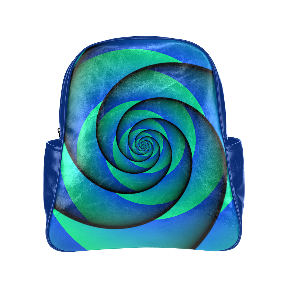 POWER SPIRAL - WAVES blue green Multi-Pockets Backpack (Model 1636 ...