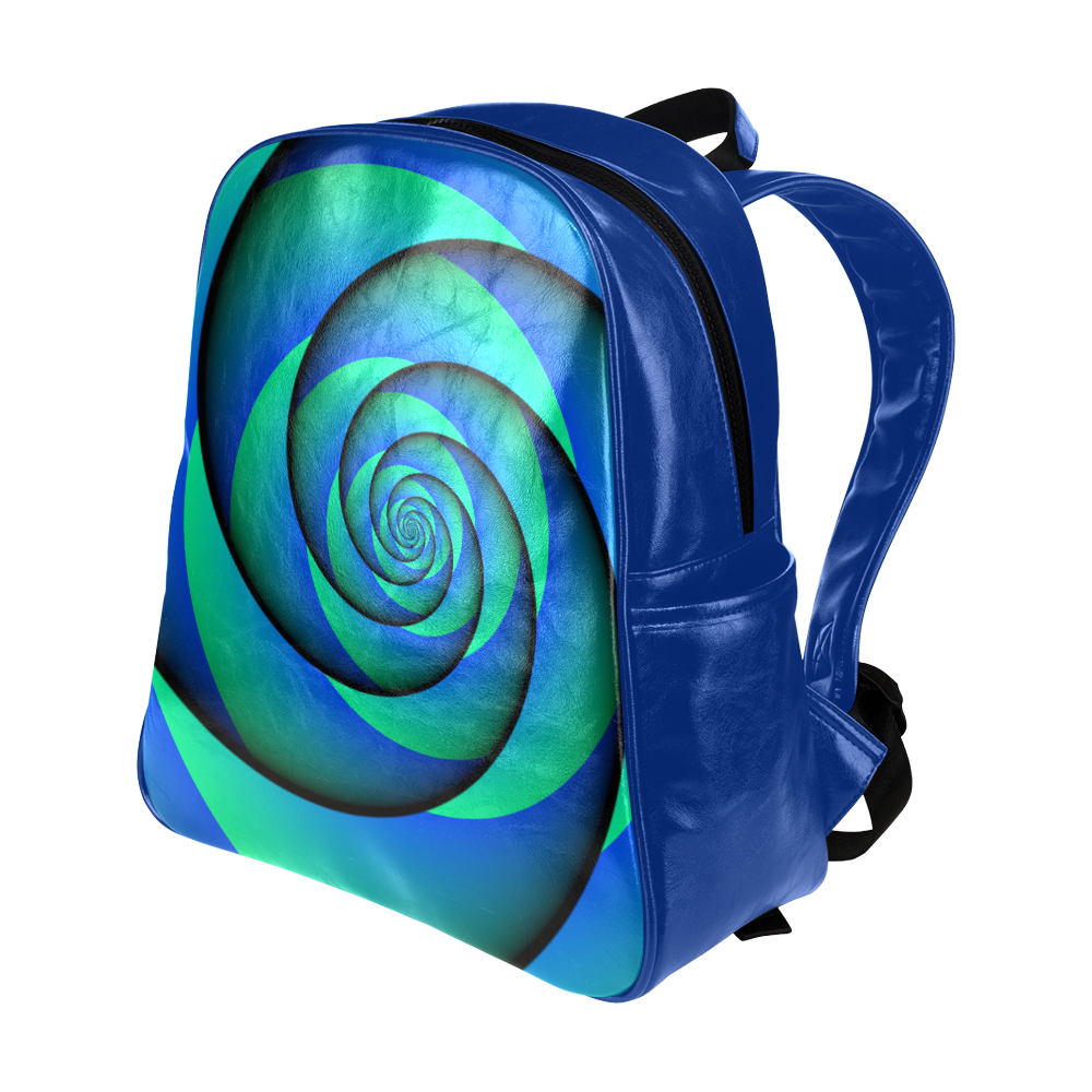 POWER SPIRAL - WAVES blue green Multi-Pockets Backpack (Model 1636 ...