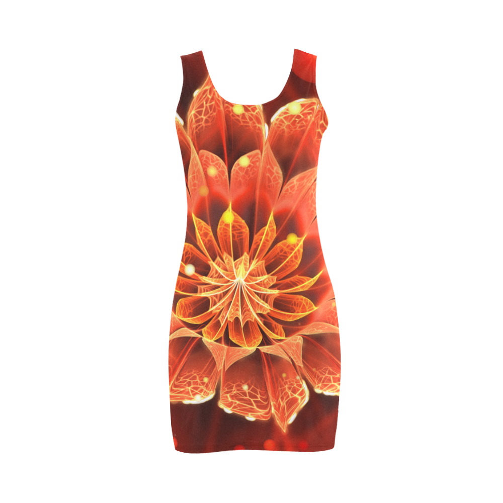 Red Dahlia Fractal Flower with Beautiful Bokeh Medea Vest Dress (Model ...