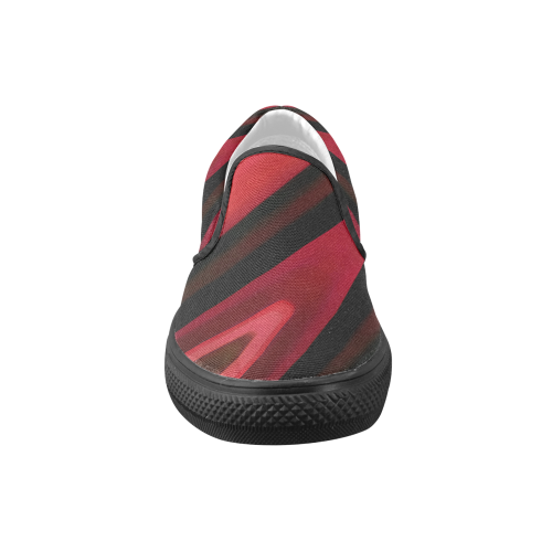 Red and Black Modern Abstract Men's Unusual Slip-on Canvas Shoes (Model ...