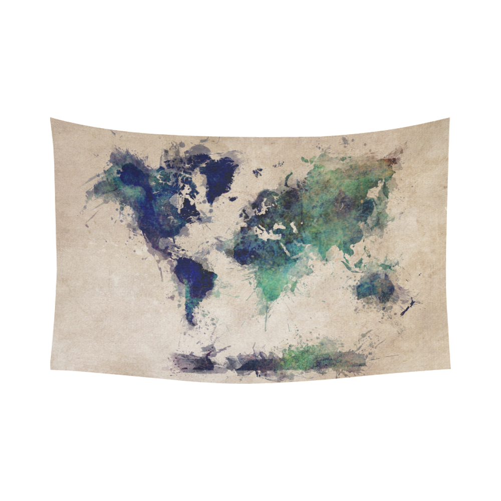 world map 20 Cotton Linen Wall Tapestry 90"x 60" | ID: D505431