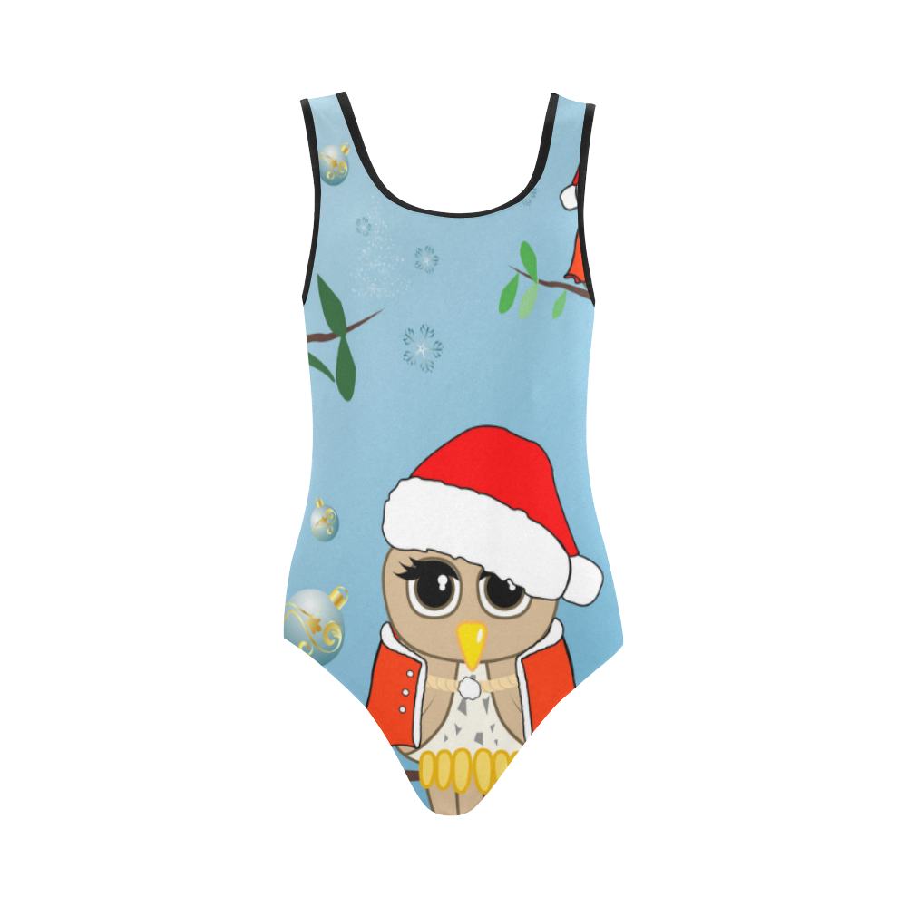 Cute cartoon christmas owls Vest One Piece Swimsuit (Model S04) | ID ...