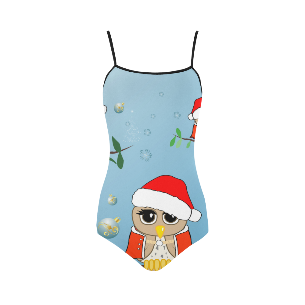 Cute cartoon christmas owls Strap Swimsuit ( Model S05) | ID: D514843