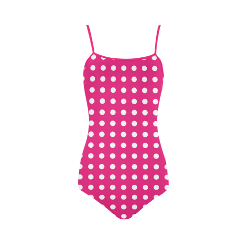 Solid Magenta With White Dots Strap Swimsuit ( Model S05) | ID: D510819