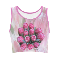 Orchid Forest Filled of big flowers and chevron Women's Crop Top (Model ...