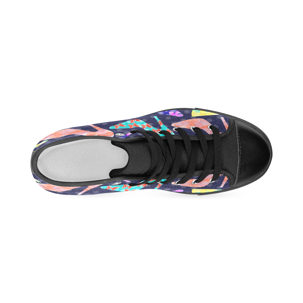 Colorful High Heels Pattern Women's Classic High Top Canvas Shoes ...