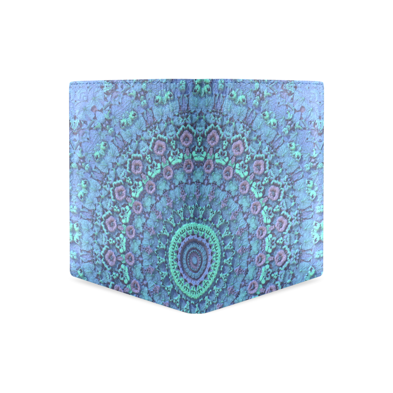 Mandala in Relief Men's Leather Wallet (Model 1612) | ID: D574606