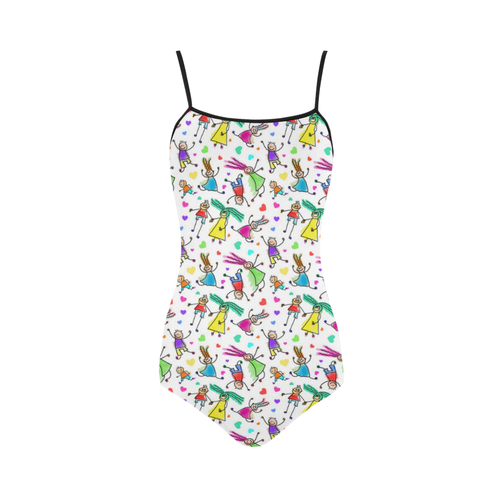 Multicolored HAPPY PEOPLE Line Drawing Strap Swimsuit ( Model S05) | ID ...