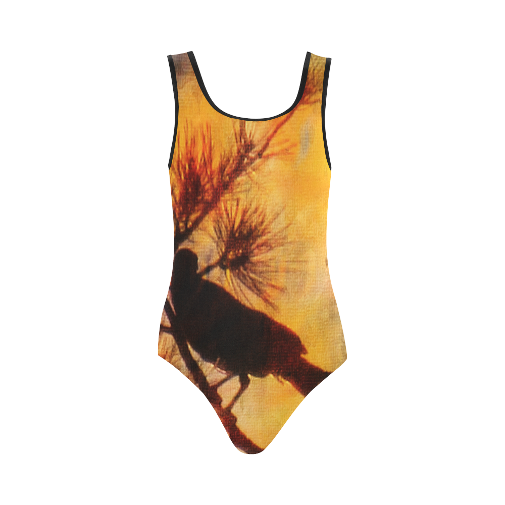 Raven paint by Martina Webster Vest One Piece Swimsuit (Model S04) | ID ...
