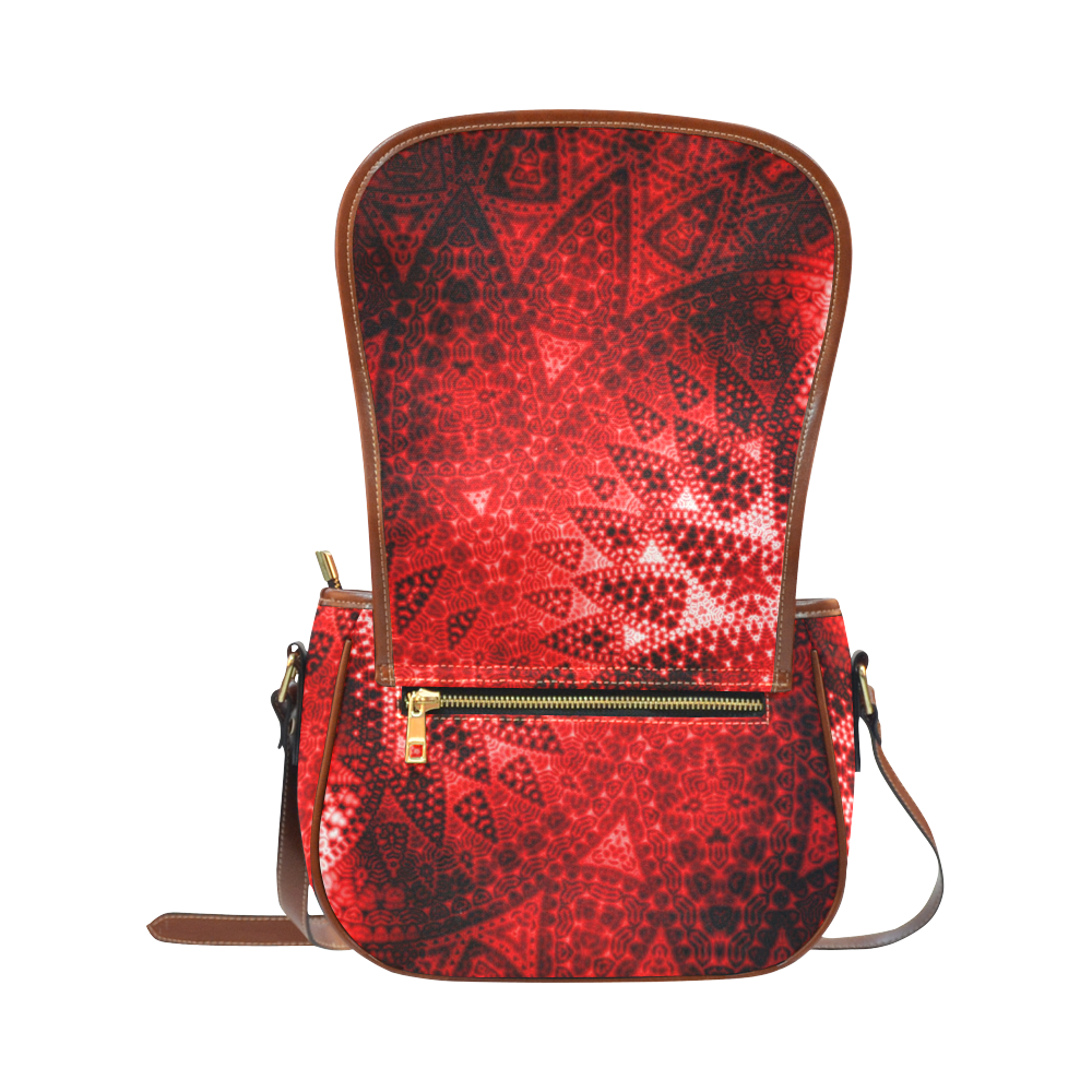 Red Lace Fractal Saddle Bag/Small (Model 1649) Full Customization | ID ...