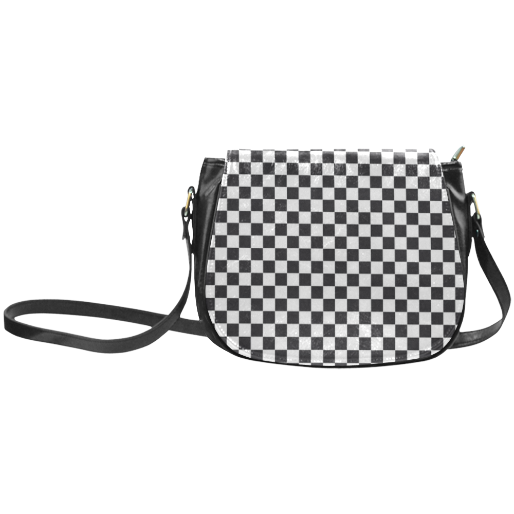 RACING / CHESS SQUARES pattern - black Classic Saddle Bag/Large (Model ...