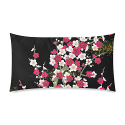 Pink White Sakura Floral Custom Rectangle Pillow Case 20"x36" (one side ...