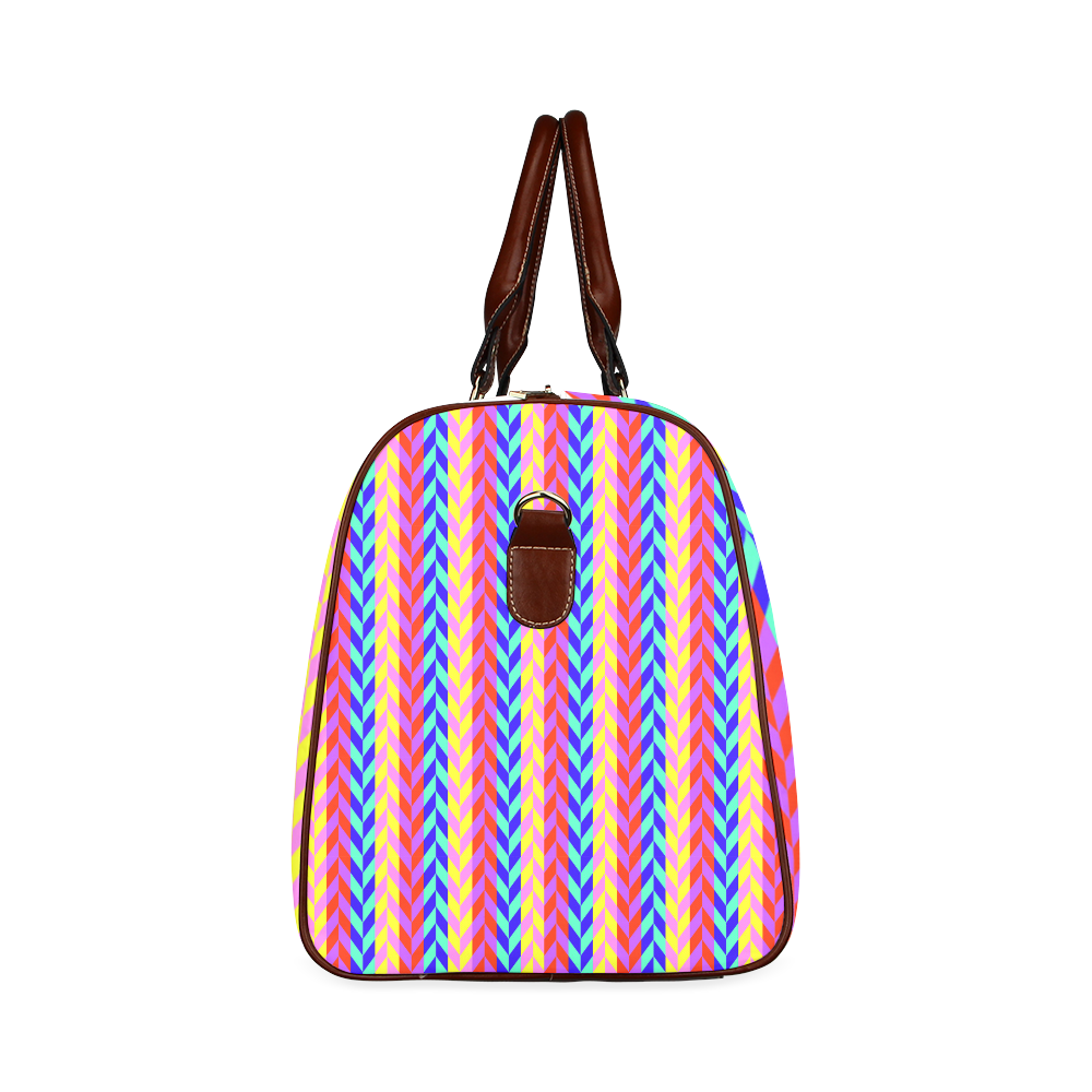 Colorful Chevron Retro Pattern Waterproof Travel Bag/Small (Model 1639 ...