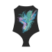 Handpainted Hummingbird Watercolor on Black Strap Swimsuit ( Model S05 ...
