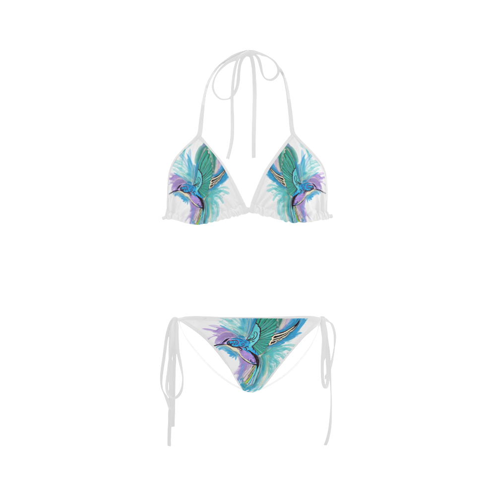 Handpainted Hummingbird Watercolor Custom Bikini Swimsuit | ID: D650138